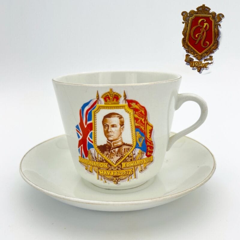 Antica Tazza da the in ceramica Inglese Re Edoardo VIII Casa Reale com