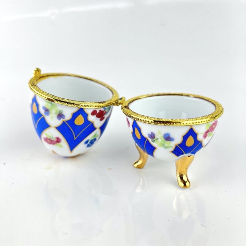 Uovo da collezione in porcellana ceramica portagioie stile Faberge' 7 ...