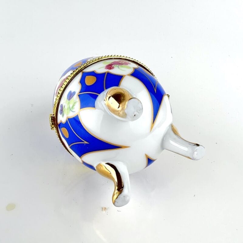 Uovo da collezione in porcellana ceramica portagioie stile Faberge' 7 ...