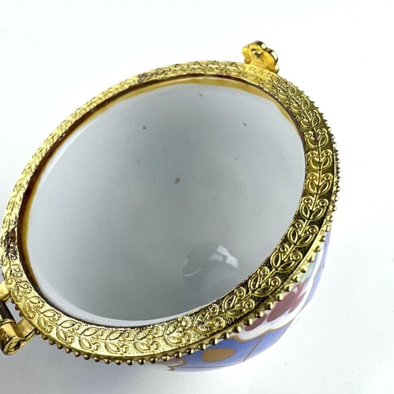 Uovo da collezione in porcellana ceramica portagioie stile Faberge' 7 ...