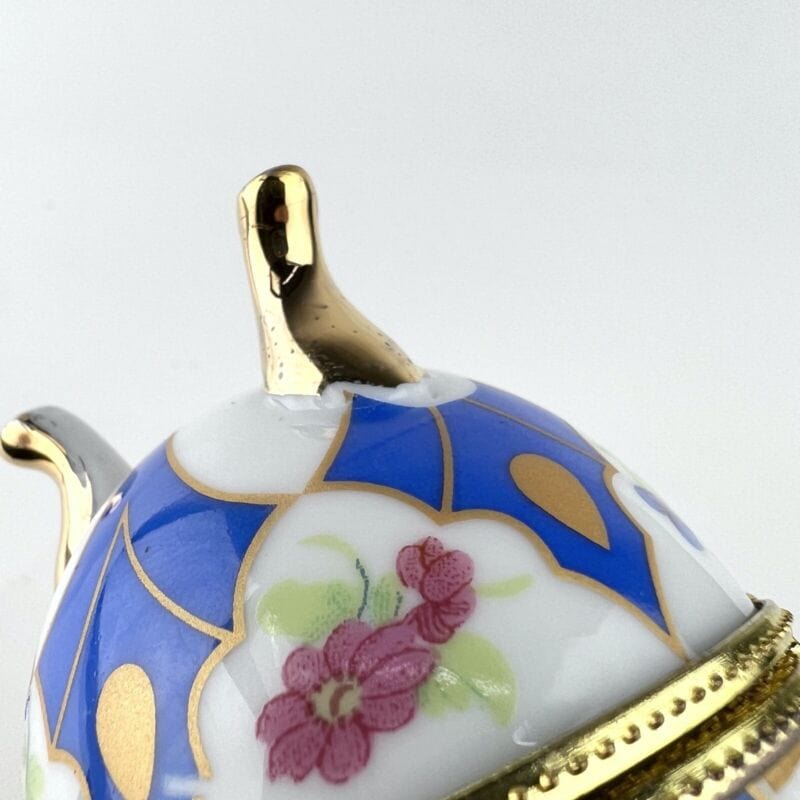 Uovo da collezione in porcellana ceramica portagioie stile Faberge' 7 ...